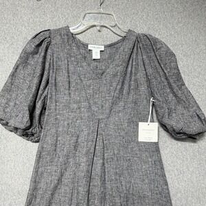 Cynthia Rowley | Dresses | Cynthia Rowley Gray Linen Blend Puff Sleeve ...